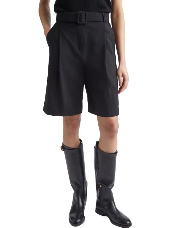 ELEVENTY Belted Stretch Virgin Wool Shorts